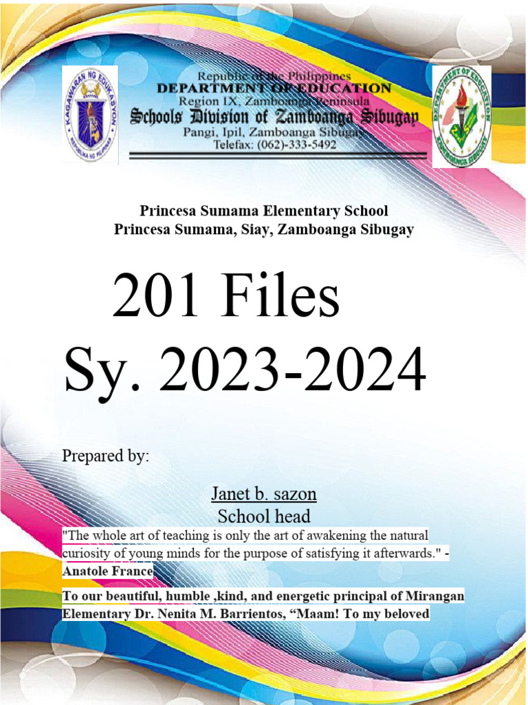 201 Files Sy. 2023-2024: Princesa Sumama Elementary School Princesa Sumama, Siay, Zamboanga ...