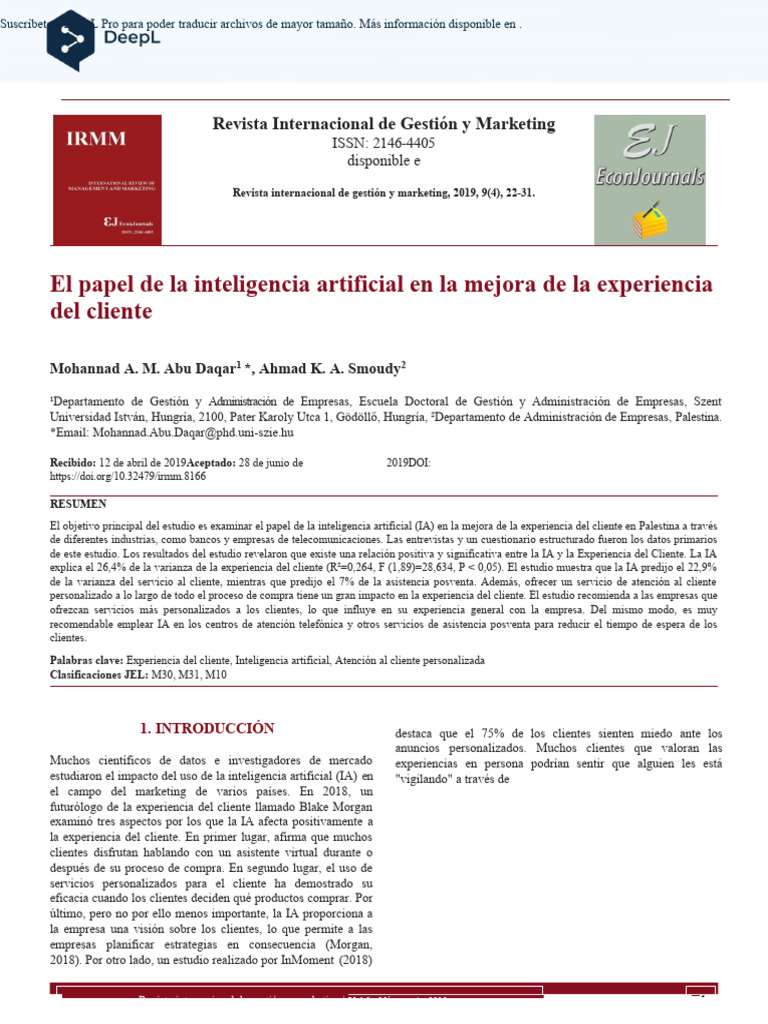 The Role Of Artificial Intelligence On Enhancing Customer Experience Es
