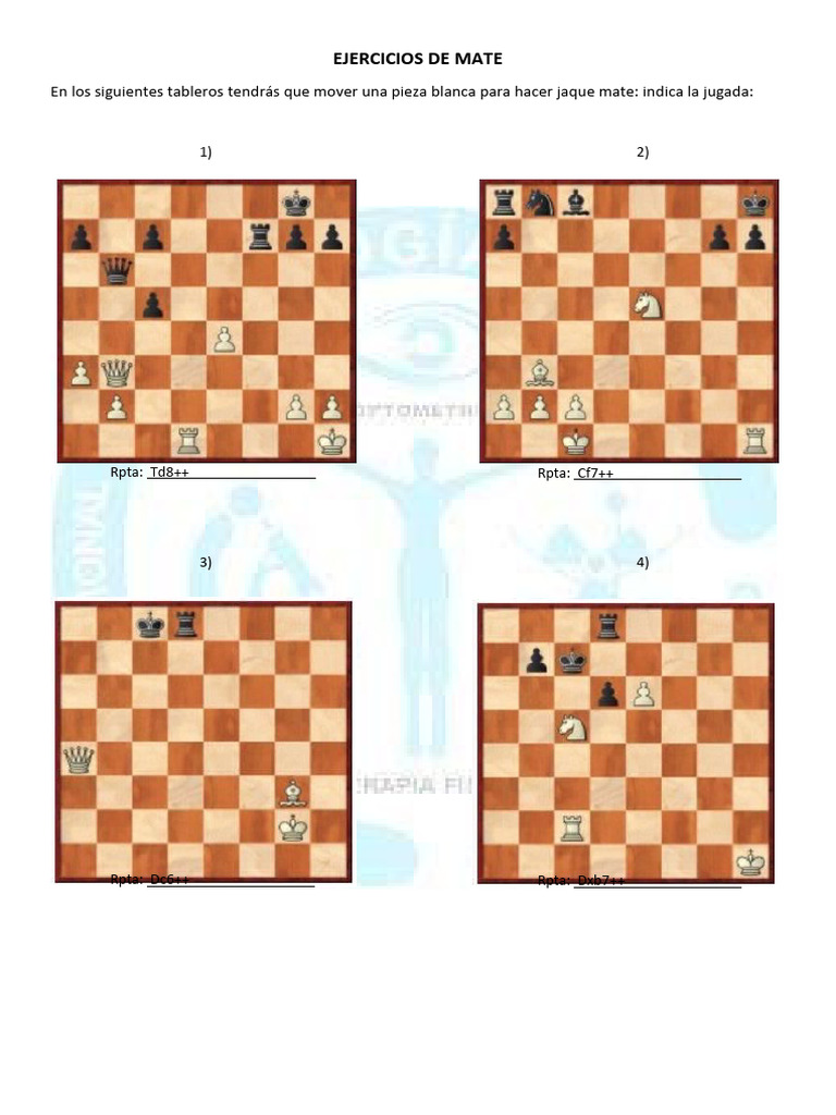 Ajedrez Jaque Mate Ejercicios Ok | PDF