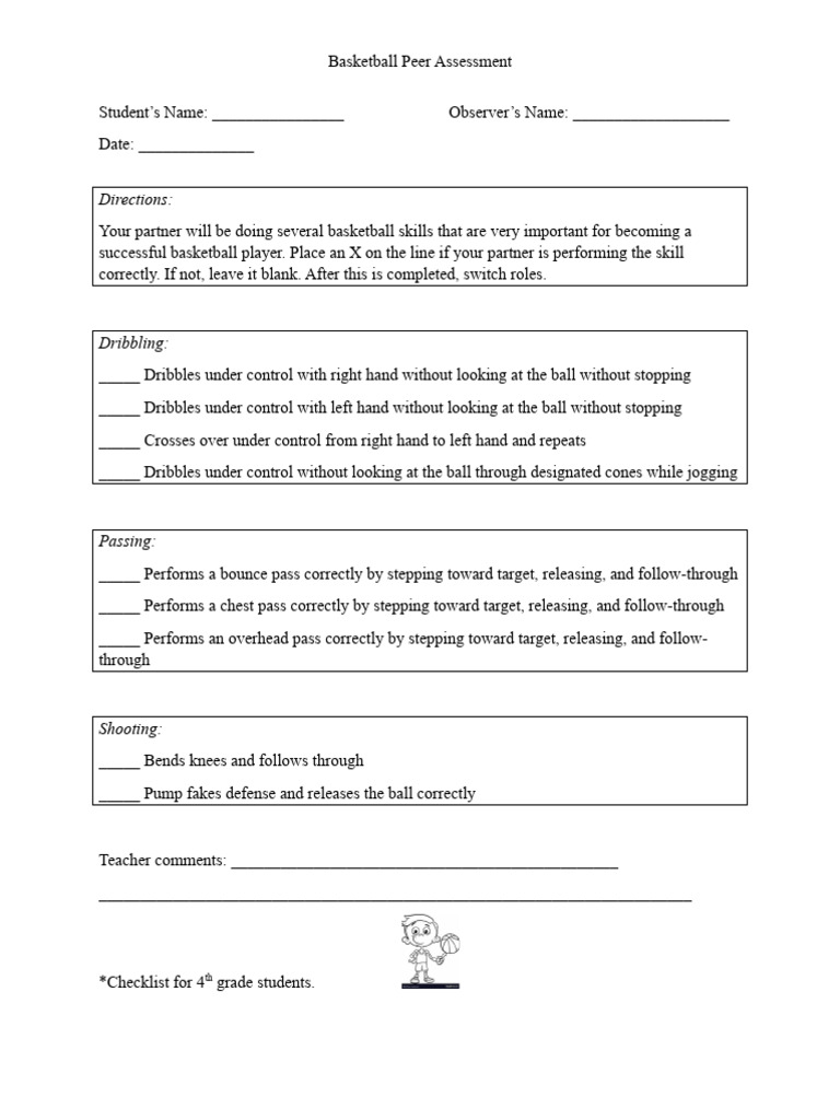 Primary 5 Basketball Peer Assessment | PDF