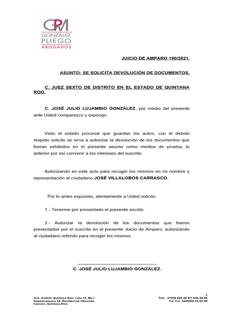 190 2021 Se Solicita Devolucion de Originales | PDF | Derecho