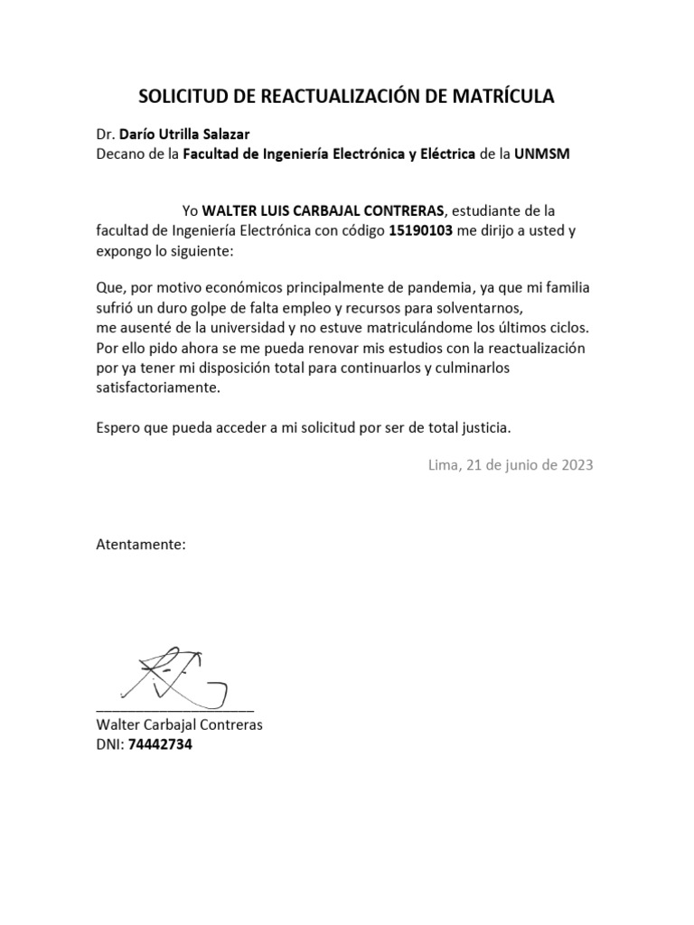 Solicitud Simple | PDF