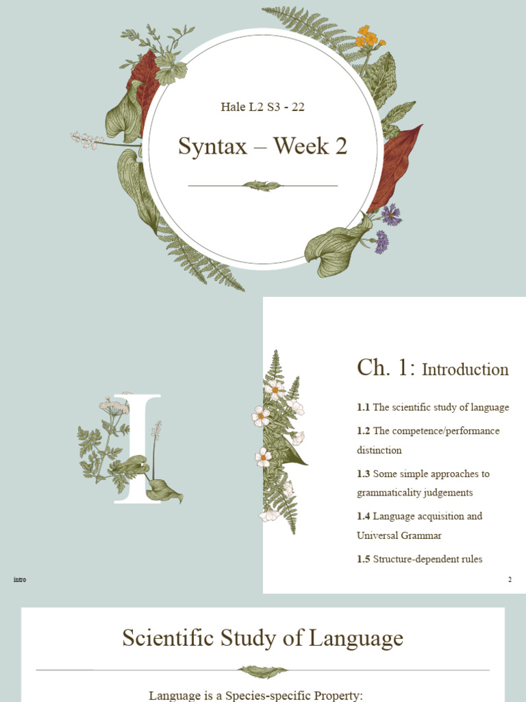 Syntax - Week 2 | PDF | Linguistics | Language Acquisition