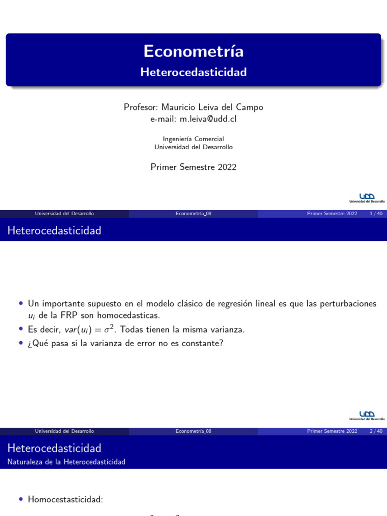 Econometría_08 - 2022_1 | PDF | Mínimos cuadrados ordinarios | Estimador