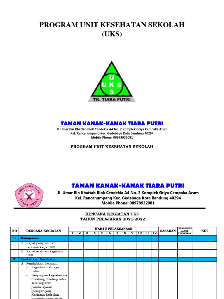 Program Kegiatan UKS | PDF