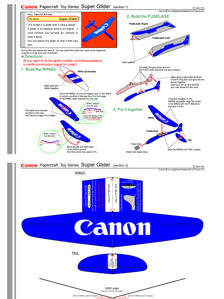 Super Glider Papercraft Instructions | PDF