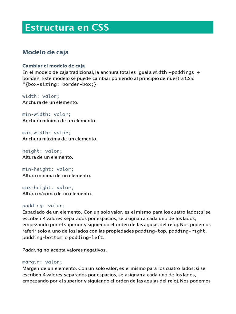 Guía CSS: Modelo de Caja y Más | PDF