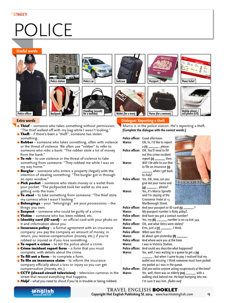 Police: Useful Words | PDF | Robbery | Theft