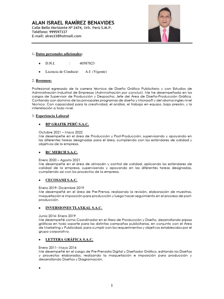 Currículum de Alan Ramírez: Diseño Gráfico | PDF | Arte