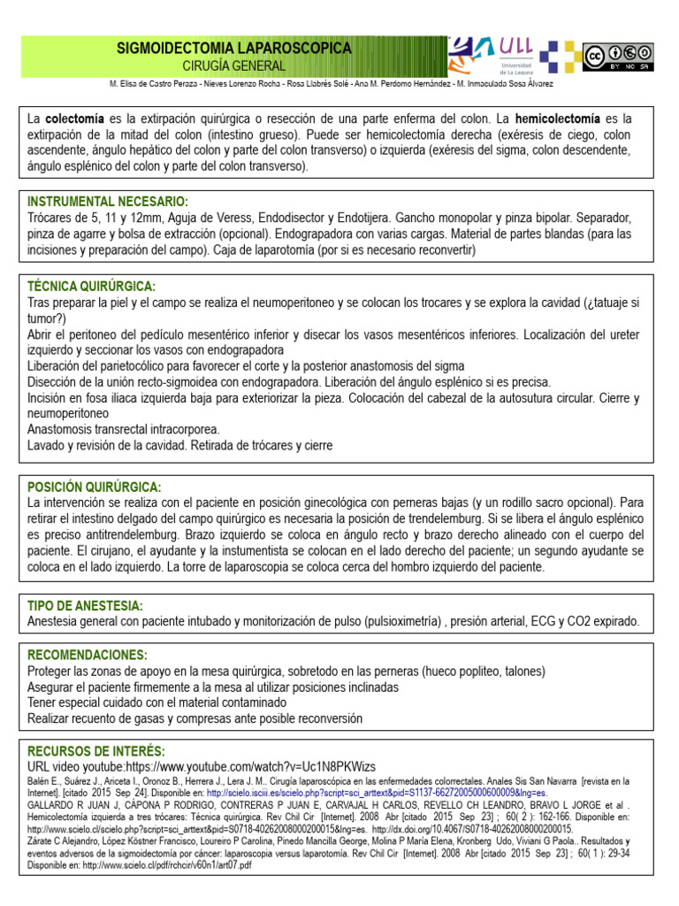Sigmoidectomia Laparoscopica | PDF | Intestino grueso | Cirugía