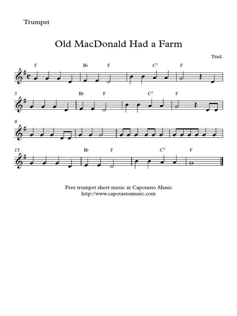 Old Mac Donald Had A Farm Trumpet | PDF