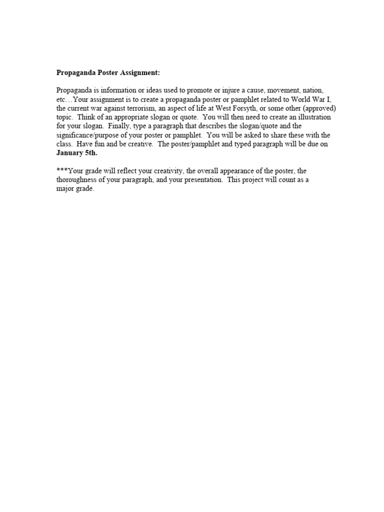 Propaganda Poster Assignment | PDF
