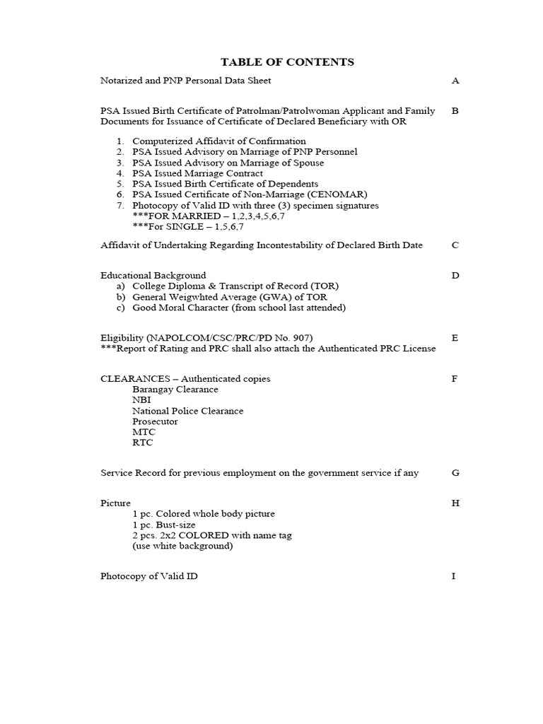 PNP Patrolman Applicant Front Page | PDF