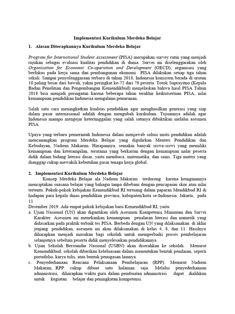 Implementasi Merdeka Belajar | PDF | Pengembangan Diri