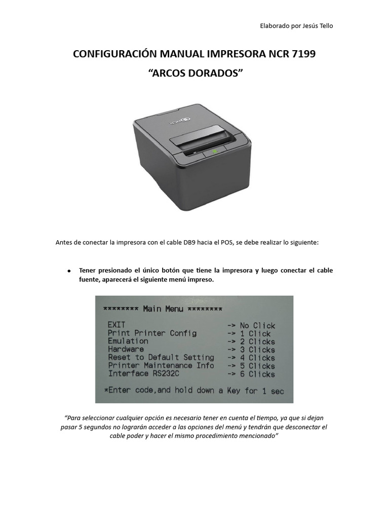 Configuración Impresora NCR 7199 | PDF