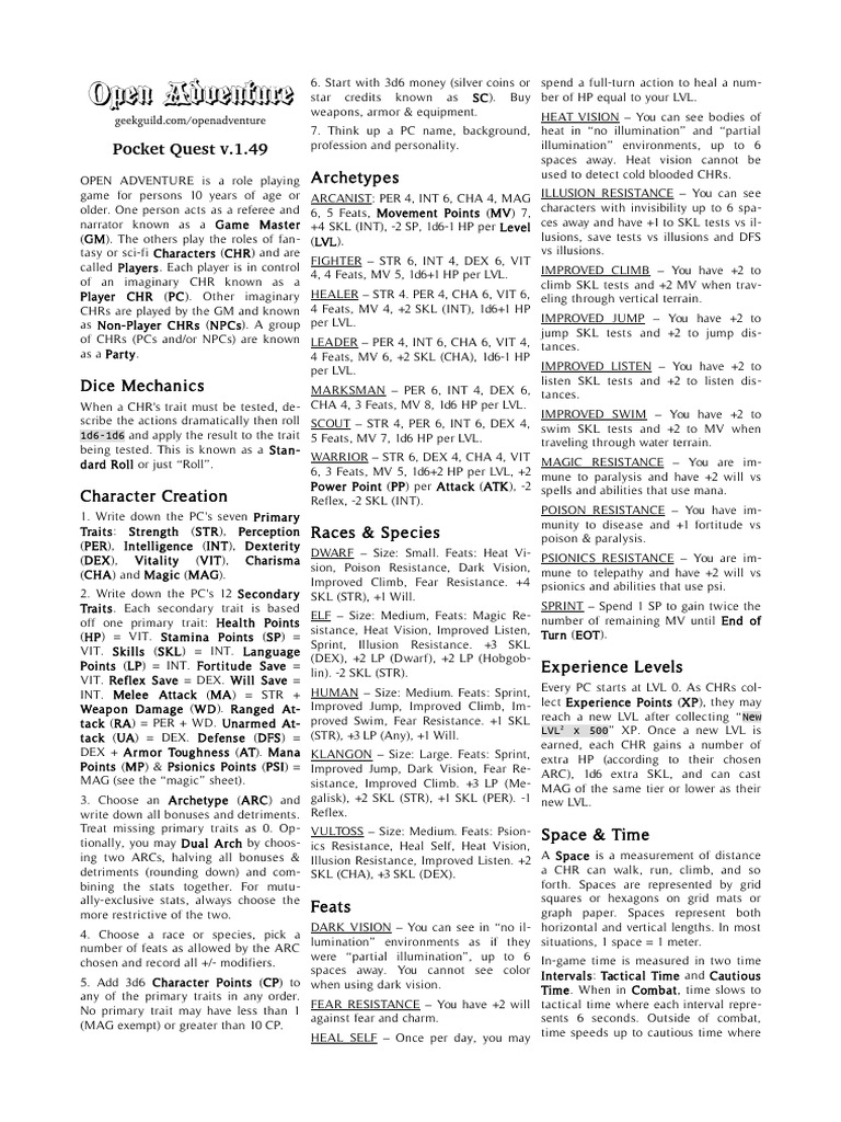Open Adventure Pocket Quest | PDF | History