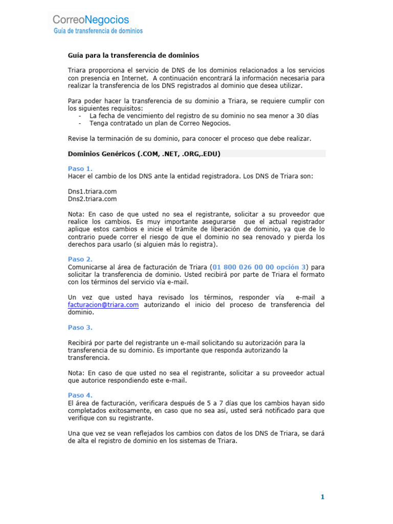 Guia Transferencia Dominios | PDF | sistema de nombres de dominio ...