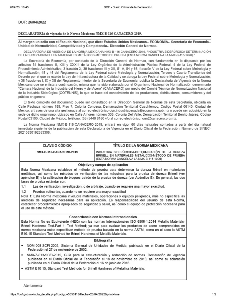 NMX B 116 Canacero 2019 | PDF | México