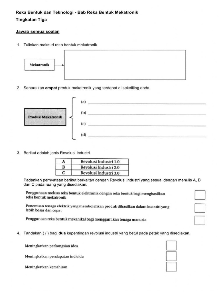 Latihan RBT Tingkatan 3 Bab 1 | PDF
