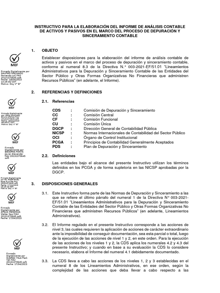 Instructivo 2023 Elaboración Análisis DSC Activo y Pasivo | PDF