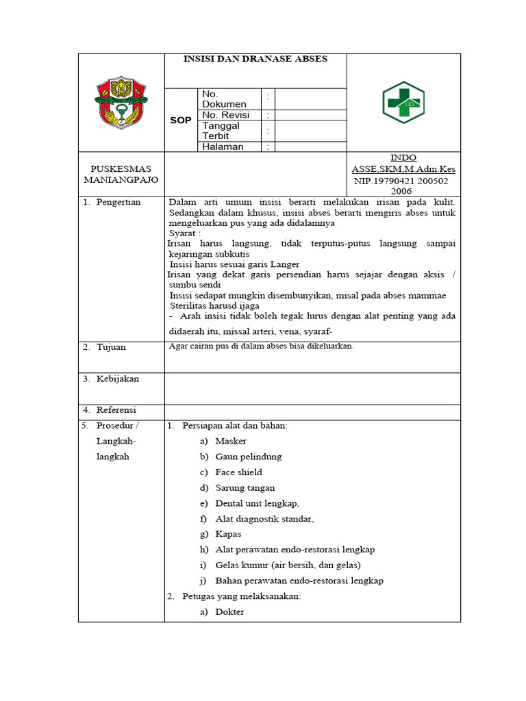 Sop-Insisi Dan Drainase Abses | PDF