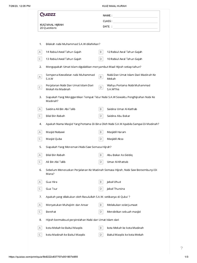 Kuiz Maal Hijrah | PDF