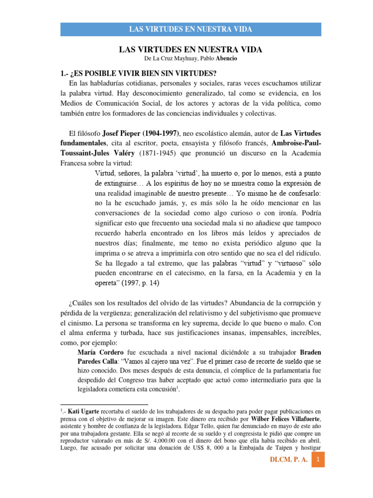 Las Virtudes | PDF | Valor | Virtud