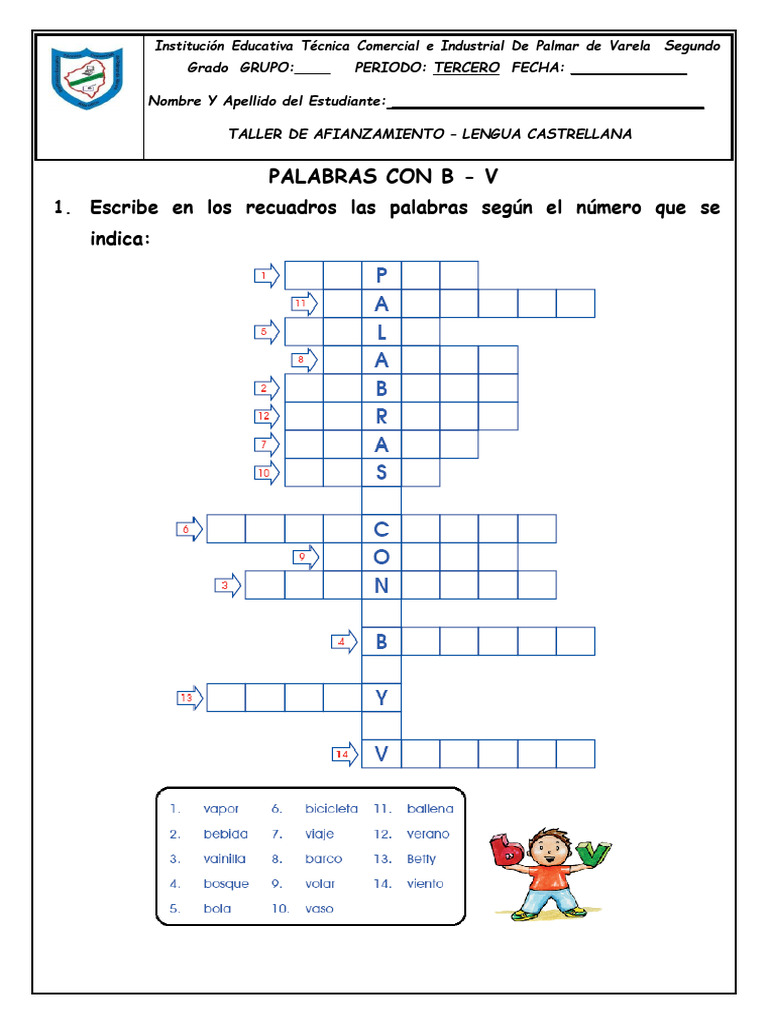 Actividades de Ortografía: B y V para 2º Grado | PDF | Lingüística ...