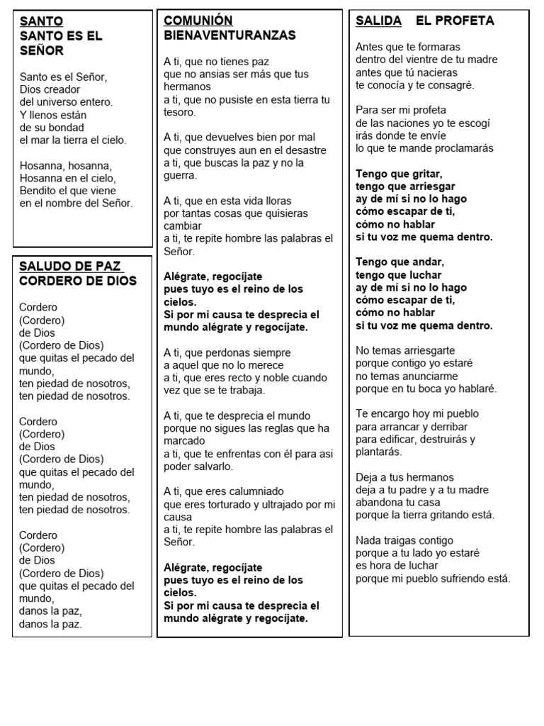 17.-ESQUEMA DE CANTOS MISA DE TIEMPO ORDINARIO | PDF