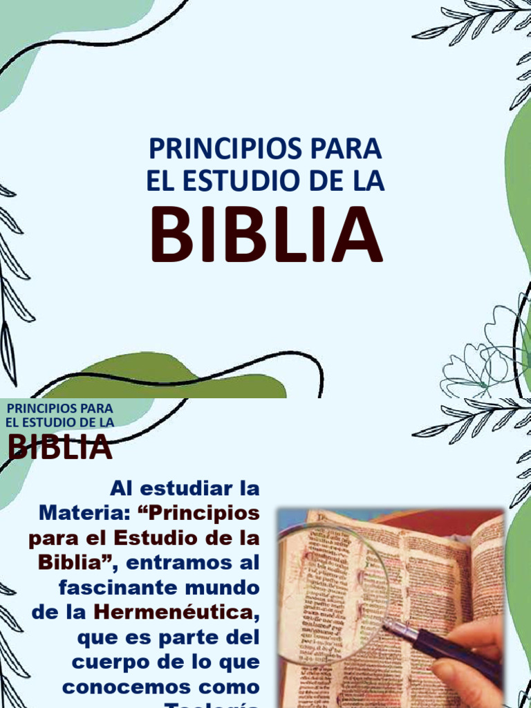 PRINCIPIOS PARA EL ESTUDIO DE LA BIBLIA. Clase 1 | PDF | Biblia | Hermenéutica