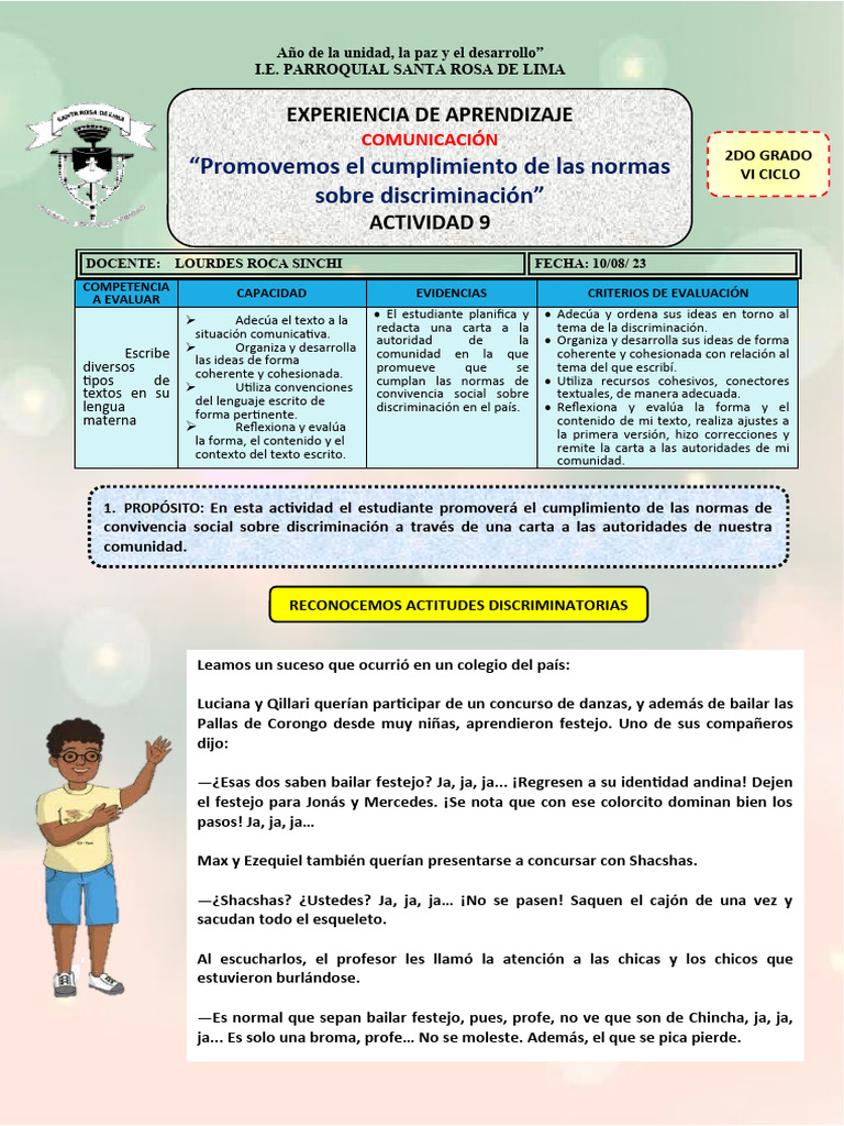VI EXP 5 2do B - ACT. 2 Comunicación 2023 Lulita | PDF | Evaluación