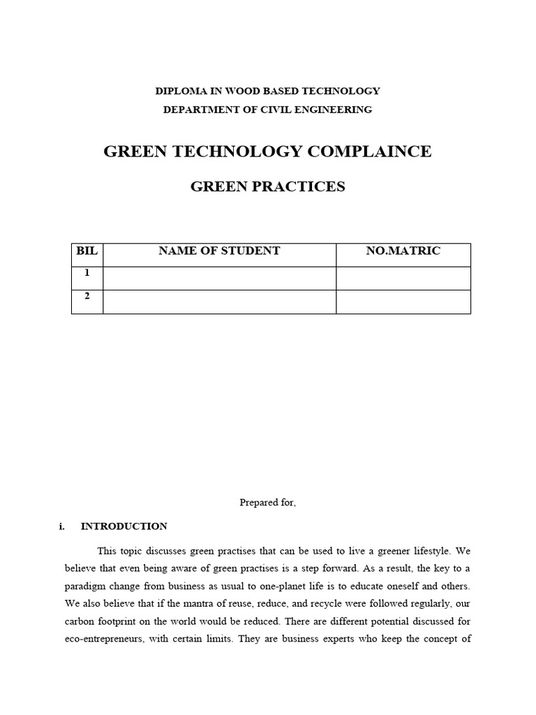 Green Practices for Sustainable Living | PDF | Business