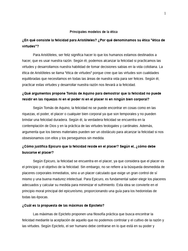 Principales Modelos de La Ética | PDF | Placer | Moralidad