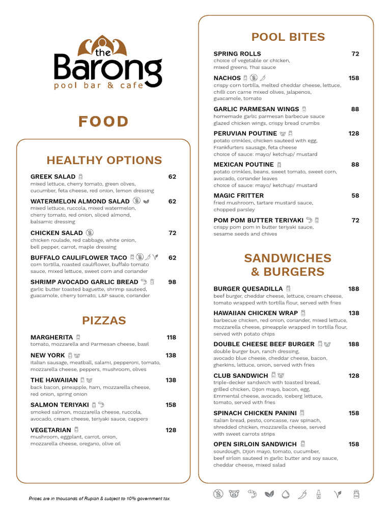 Barong Menu 210823 | PDF | Hamburgers | Sauce