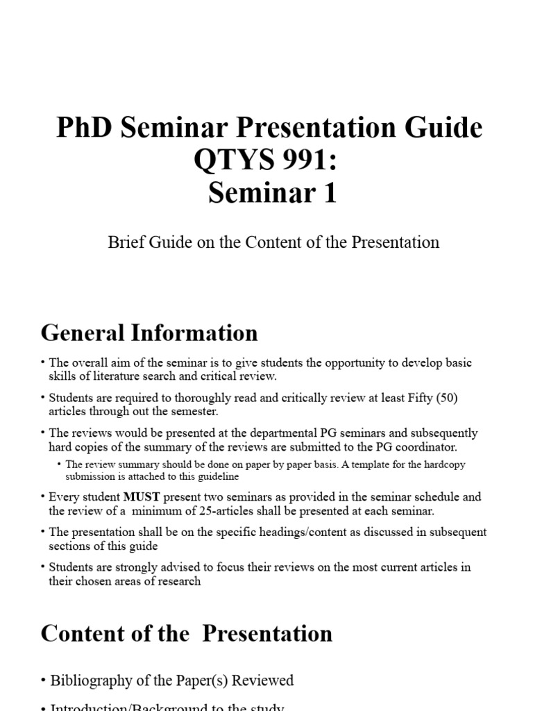 PHD Seminar Guide | PDF