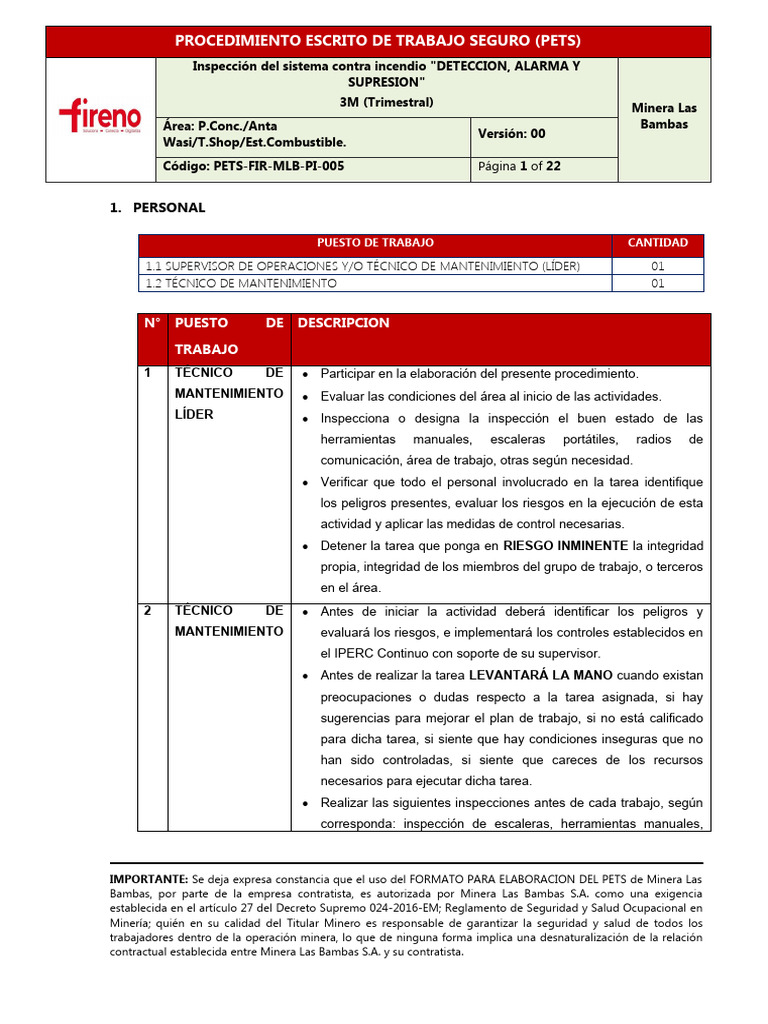 PETS-FIR-MLB-PI-005 Insp. SCI DETECCION ALARMA Y SUPRESION 3M | PDF ...
