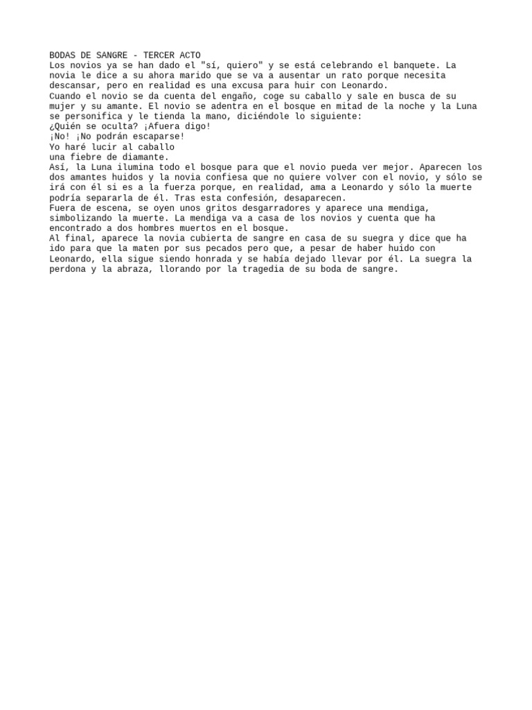 Bodas de Sangre - Tercer Acto | PDF