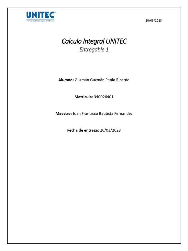 Entregable 1 Calculo Integral | PDF | Curva | Física Matemática