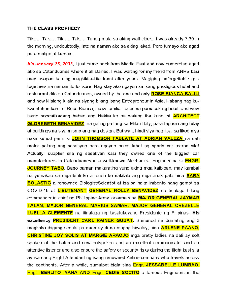 The Class Prophecy | PDF
