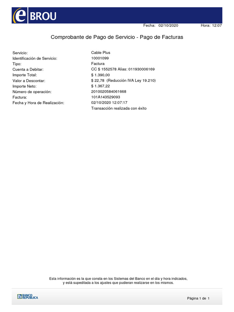 Comprobante Pago de Servicio 2 | PDF