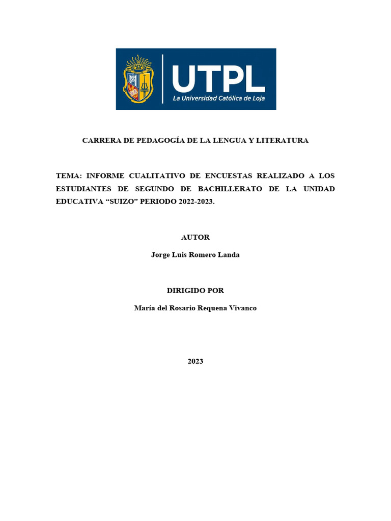 Informe Cualitativo Utpl | PDF Informe Cualitativo Utpl | PDF