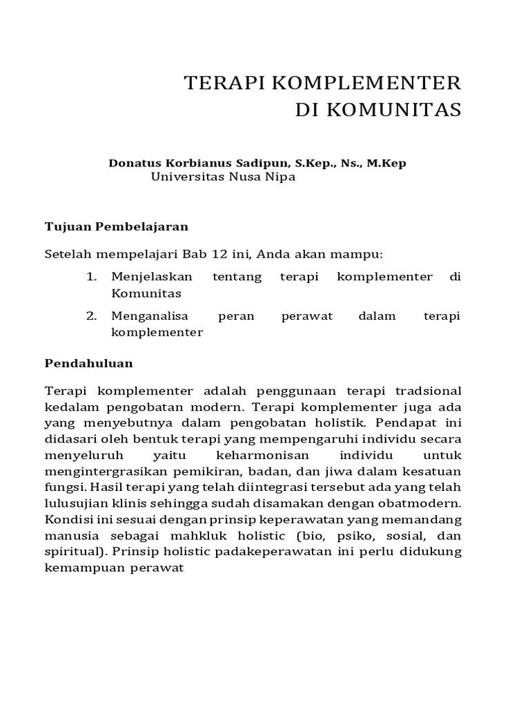 Terapi Komplementer | PDF