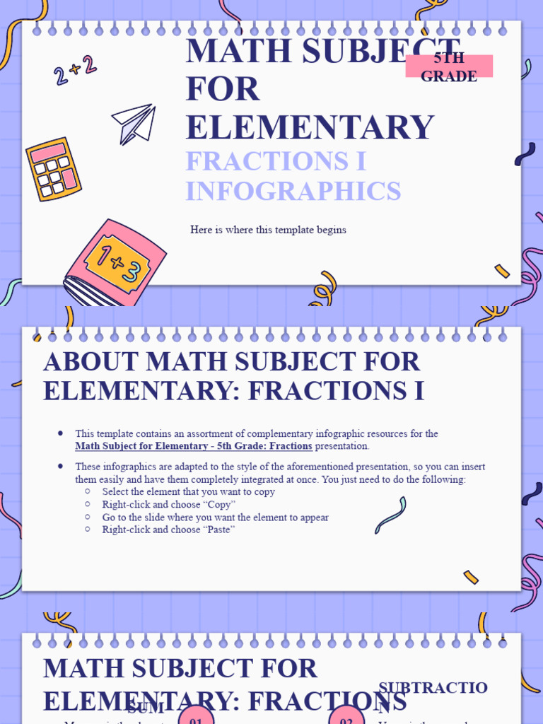 Math Subject For Elementary - 5th Grade - Fractions I Infographics by ...