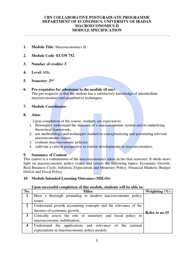 Eco 752 Macroeconomics Ii Module | PDF