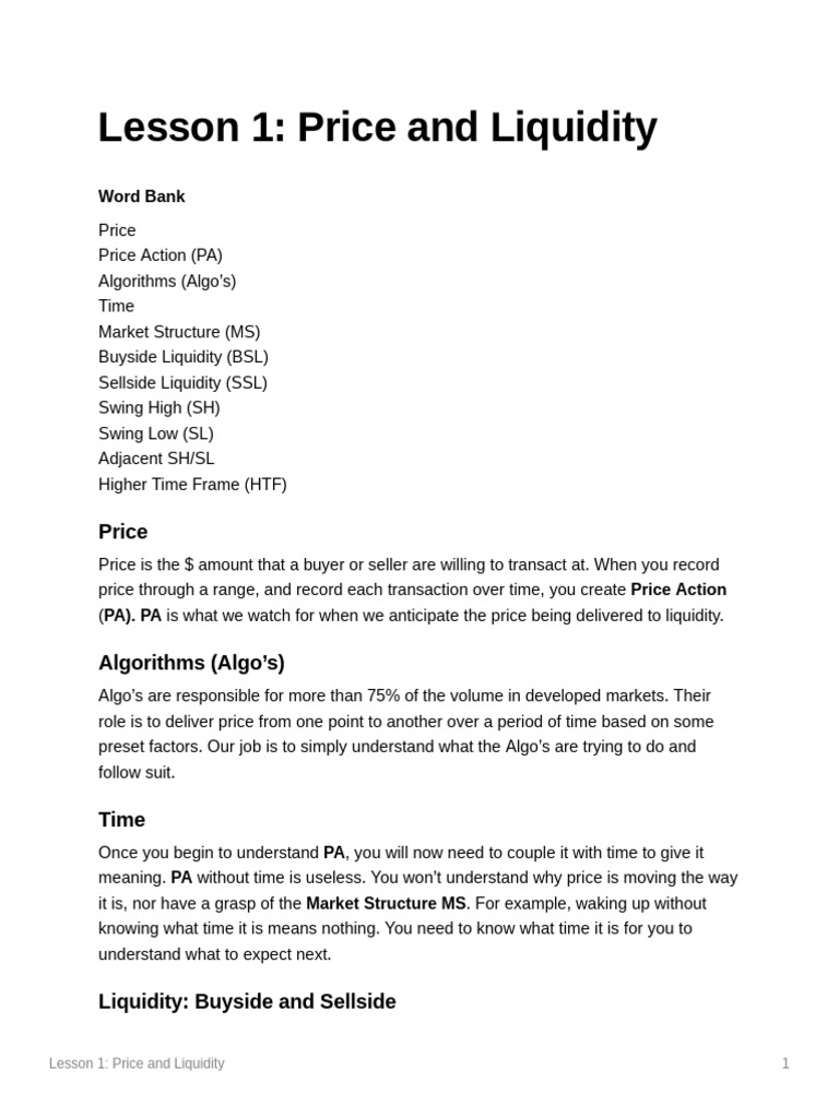 Understanding Price and Liquidity | PDF | Order (Exchange) | Market ...