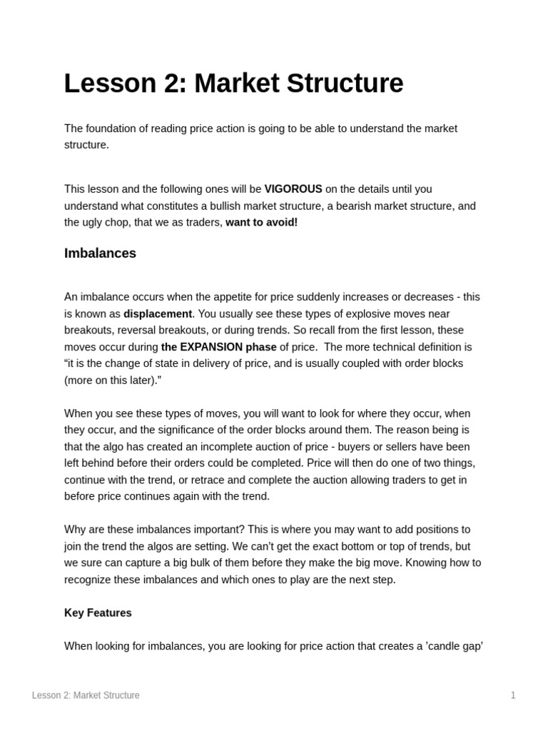 Lesson 2 Market Structure | PDF | Market Trend | Market Liquidity