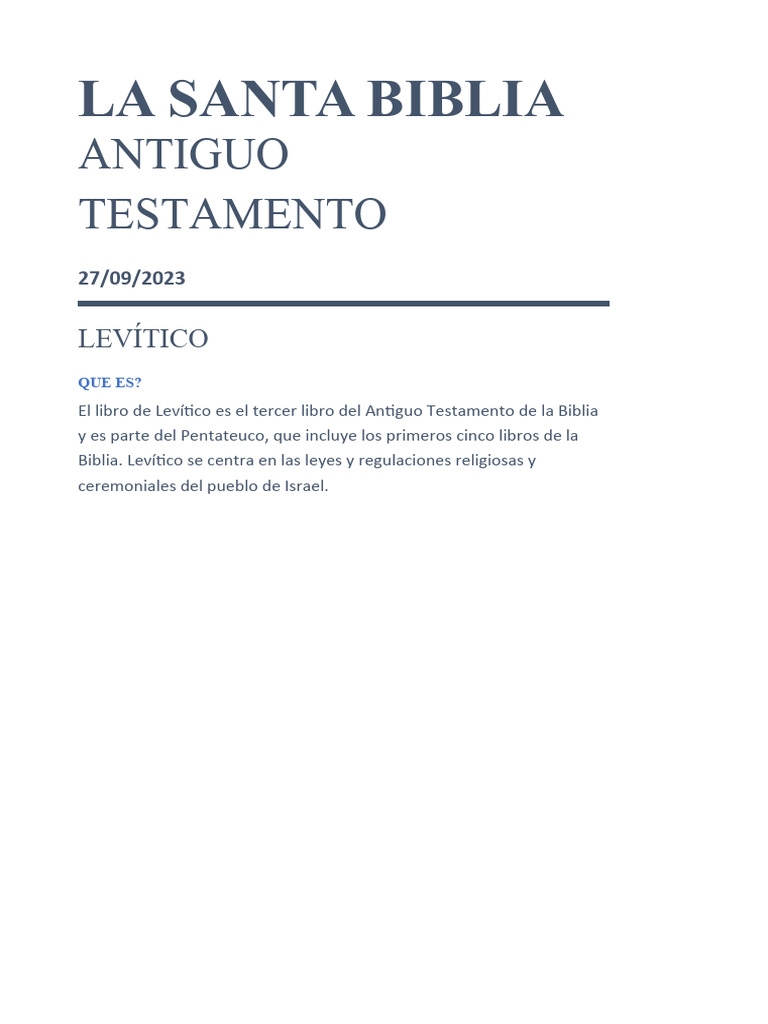 El Libro Levítico Pdf Libro De Levítico Creencia Religiosa Y Doctrina