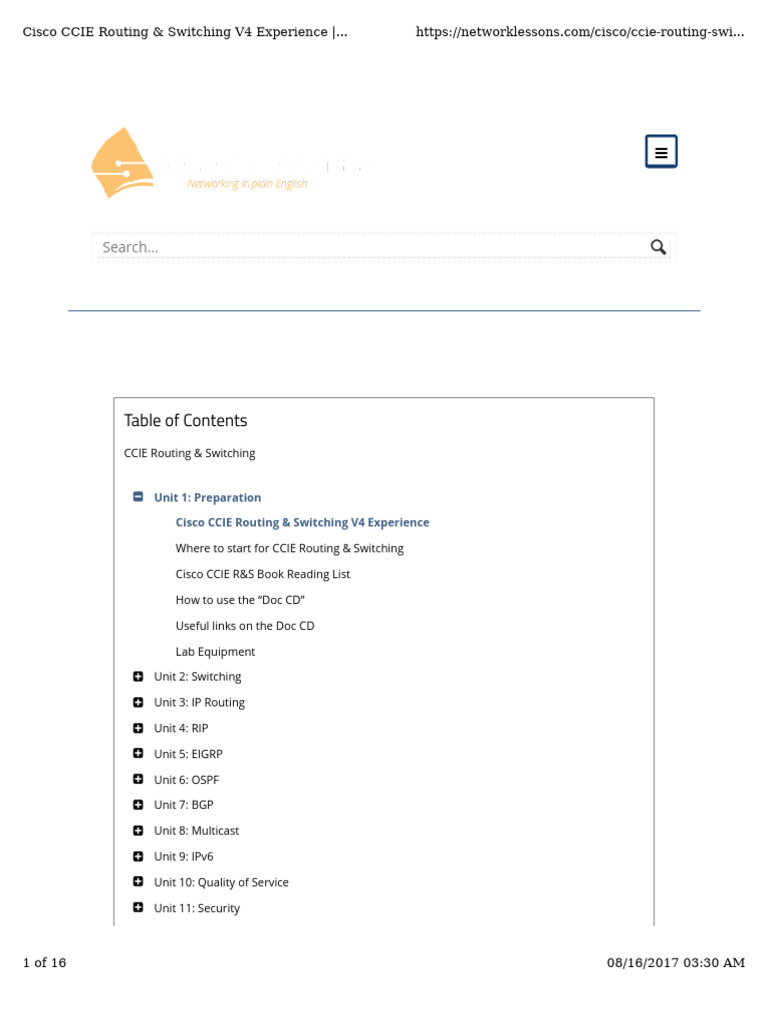 01 Cisco CCIE Routing - Switching V4 Experience | PDF | Routing | Internet Standards
