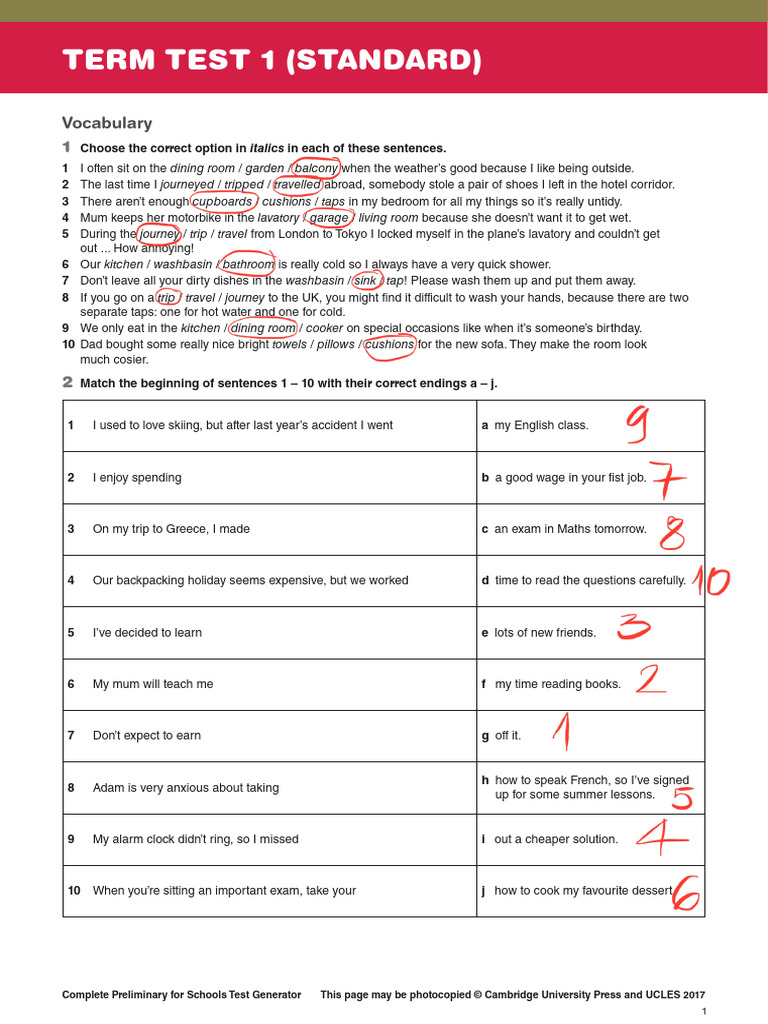 PET-TT-1 - Term Test 1 Standard | PDF