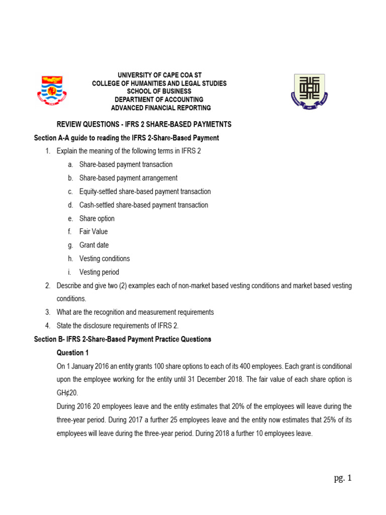 ACC402-2023-IfRS 2-Study Guide and Review Questions | PDF | Fair Value ...